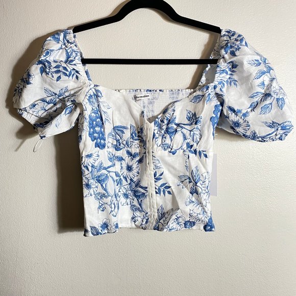 Reformation | Tops | Reformation Rome Linen Top In Corsica | Poshmark